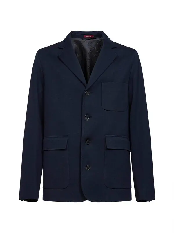 Gucci Dark Blue Cotton Jersey Single-breasted Jacket