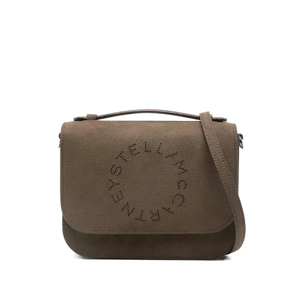 Stella McCartney Textured Logo Lettering Satchel - Brown