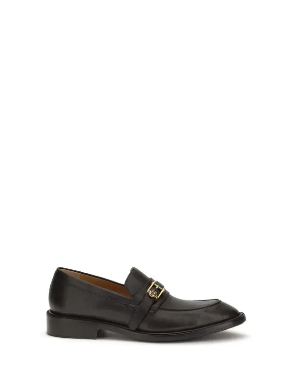 Versace Leather Loafers With Medusa Accessory - Black