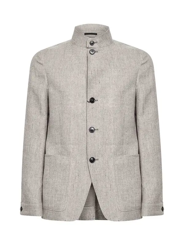 Zegna Medium Brown Oasi Linen Jacket - Multicolor
