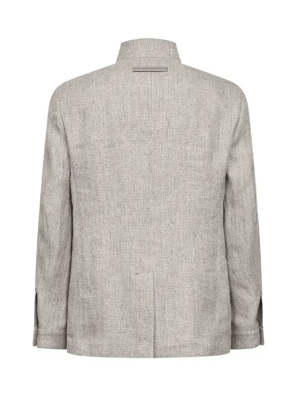 Zegna Medium Brown Oasi Linen Jacket - Multicolor