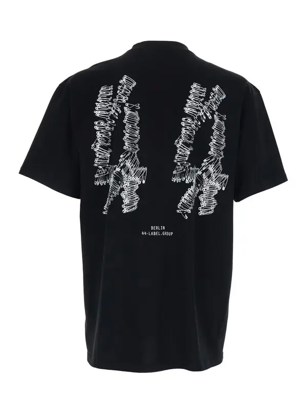 44 LABEL GROUP Crew Neck T-shirt With Logo On The Front And Maxi Logo On The Back In Cotton For