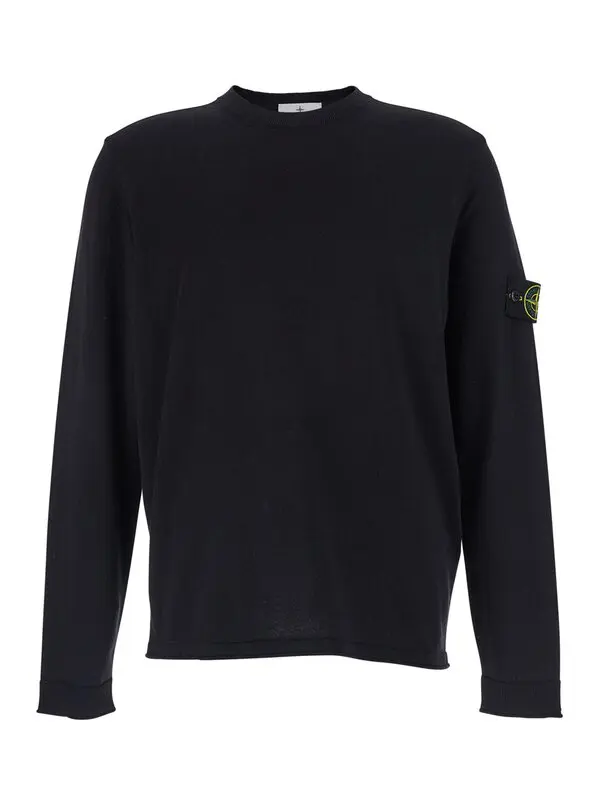 Stone Island Cotton Crewneck Sweater With Logo Patch - Multicolor