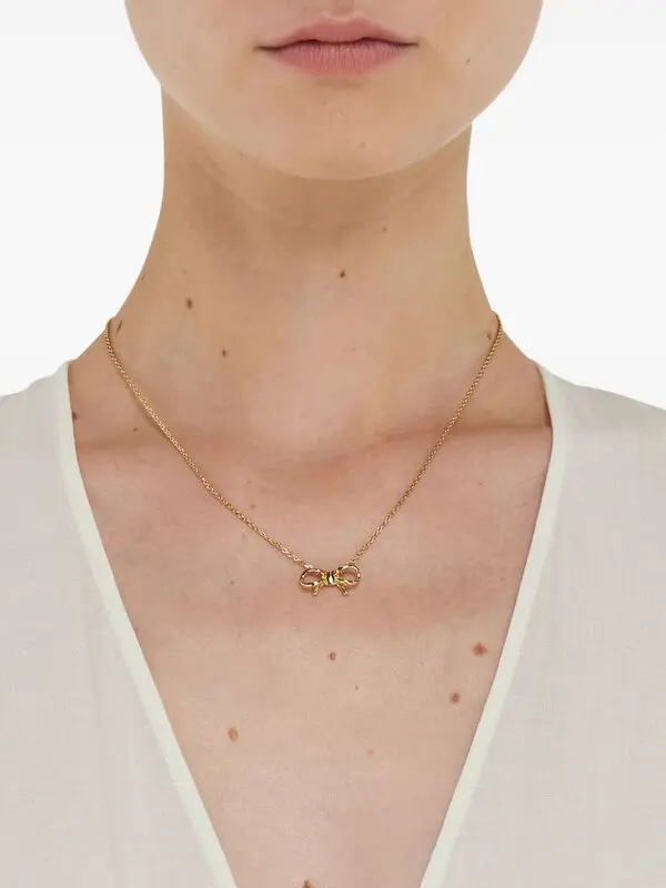 FERRAGAMO Vara Gold-tone Chain Necklace With Bow Pendant