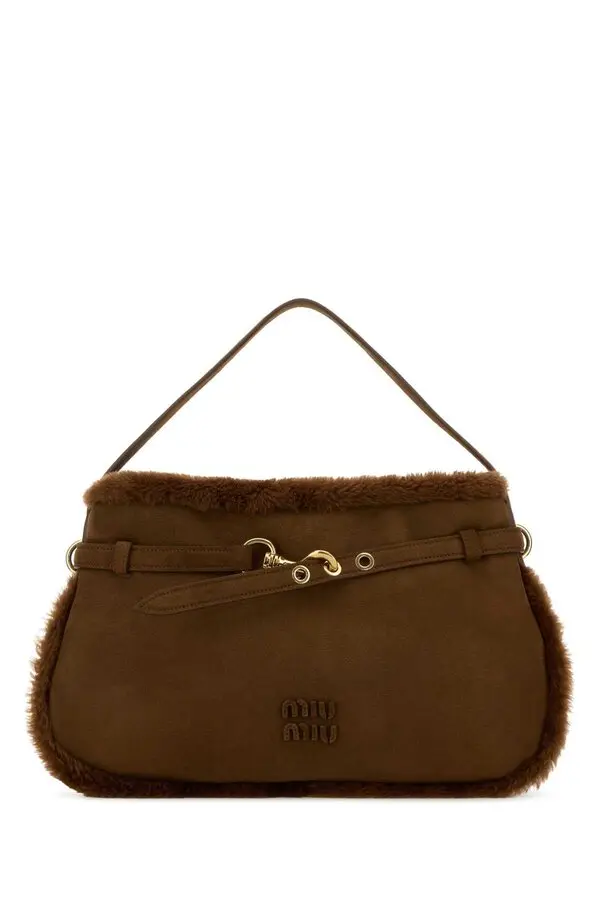 Miu Miu Shearling Shoulder Bag - Brown