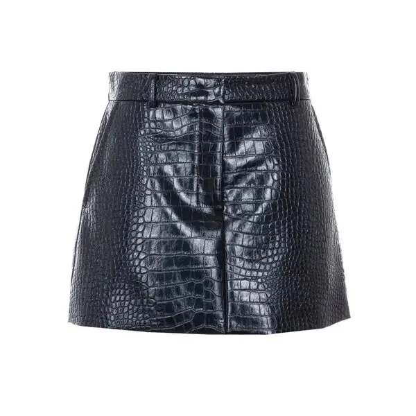 Sportmax Gleba Alligator Effect Paint Mini Skirt - Black