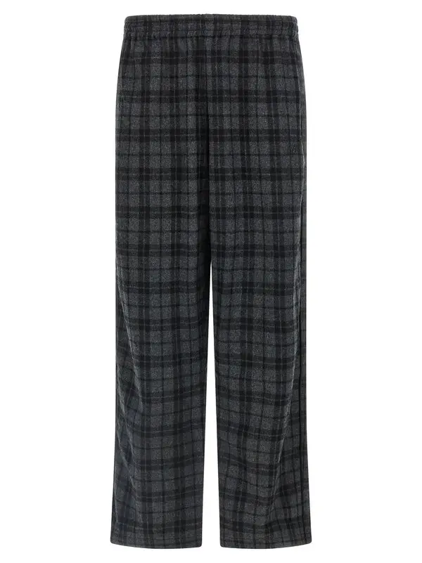 WILLY CHAVARRIA Ruff Rider Plaid Wool Pants - Gray