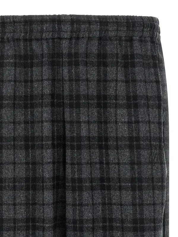 WILLY CHAVARRIA Ruff Rider Plaid Wool Pants - Gray