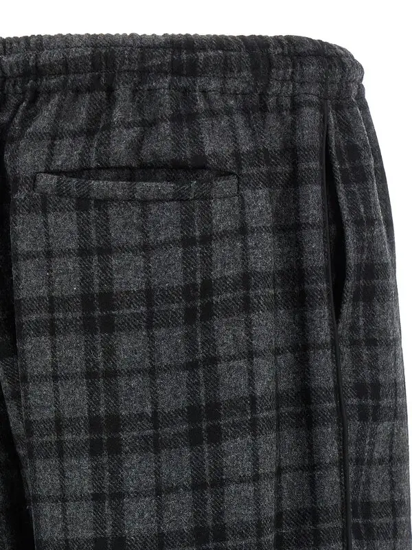 WILLY CHAVARRIA Ruff Rider Plaid Wool Pants - Gray