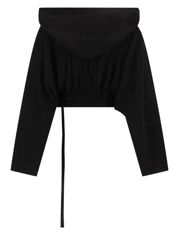 Rick Owens Cropped Hooded T-shirt - Black