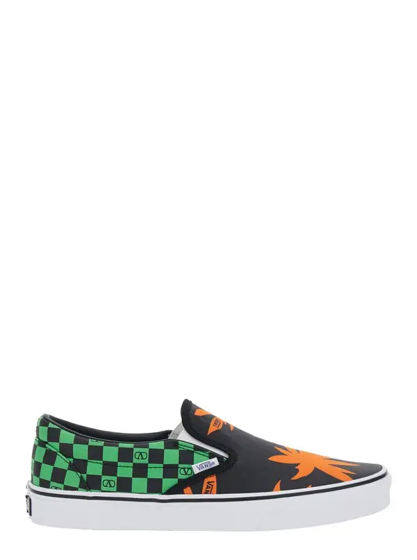 Valentino Garavani Low Top Sneakers With Check And Palm Print - Multicolor
