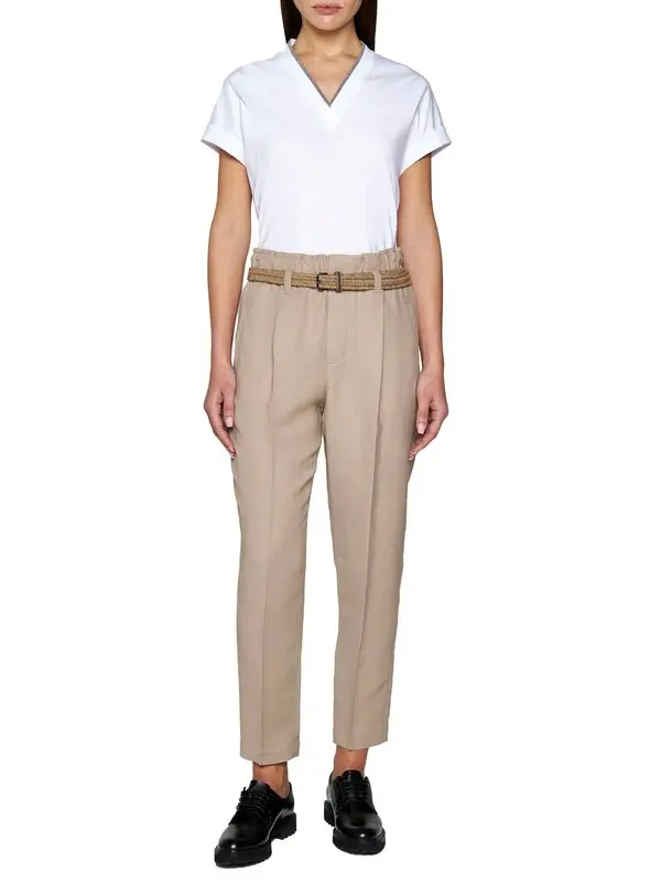 Brunello Cucinelli V-neck T-shirt With Embellished Trim