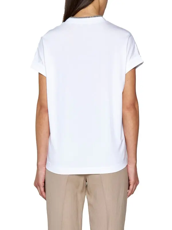 Brunello Cucinelli V-neck T-shirt With Embellished Trim