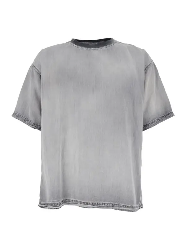 DIESEL® Crew Neck T-shirt With Faded Effect In Gray Tech Fabric For