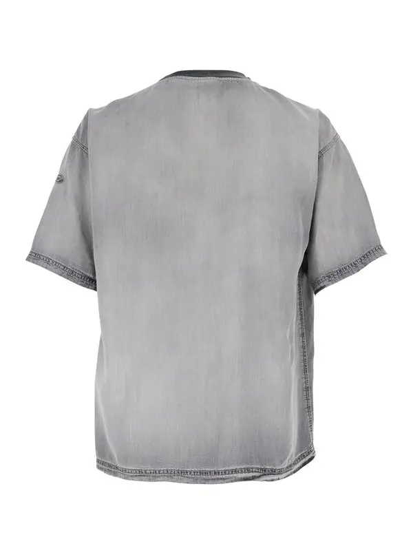 DIESEL® Crew Neck T-shirt With Faded Effect In Gray Tech Fabric For