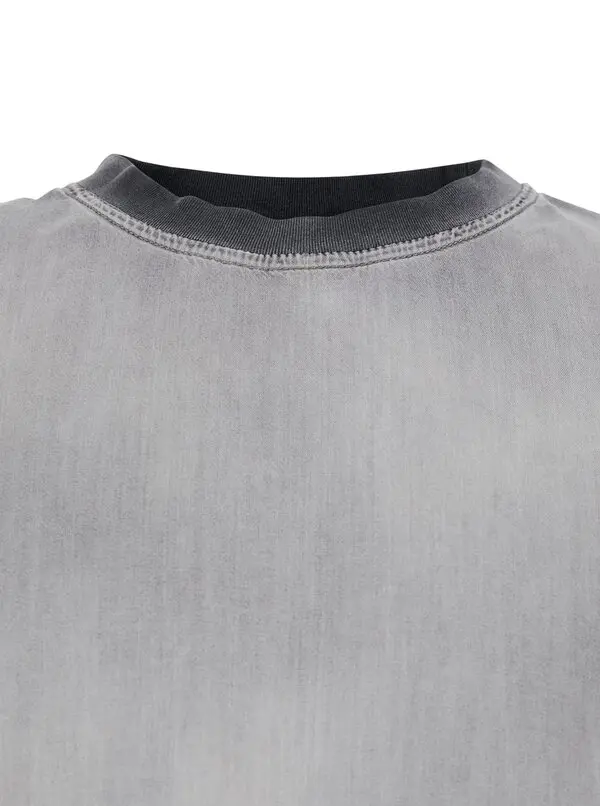 DIESEL® Crew Neck T-shirt With Faded Effect In Gray Tech Fabric For