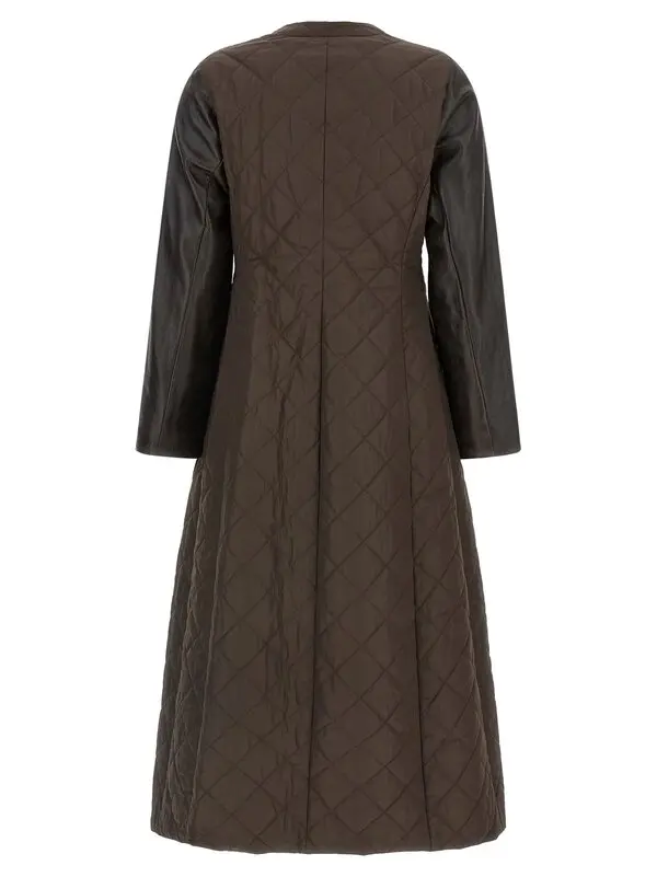Max Mara Berta1234 Diamond-quilted Coat With Nappa Leather Sleeves