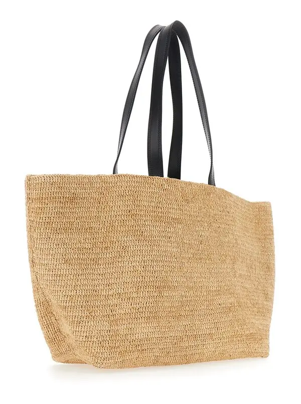 AMI Paris Raffia Tote Bag With Logo Patch