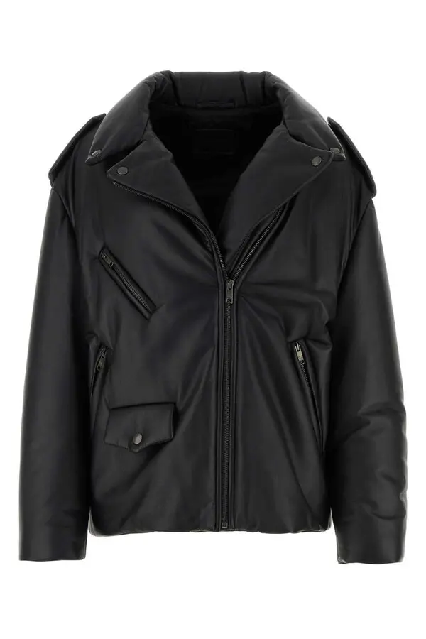 Prada Nappa Leather Padded Jacket - Black