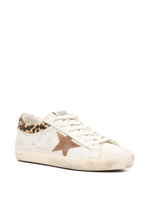 GOLDEN GOOSE Super-star Leather Sneakers With Leopard Print Accent