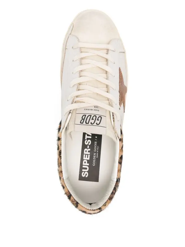GOLDEN GOOSE Super-star Leather Sneakers With Leopard Print Accent