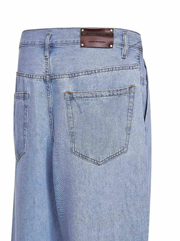 Dries Van Noten Light Blue Cotton High-rise Wide-leg Jeans