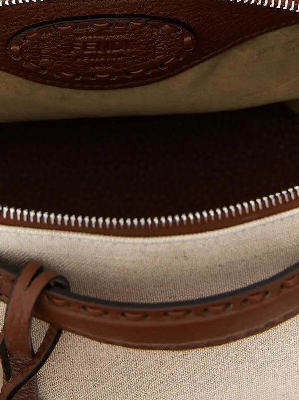 Fendi By The Way Soft Medium" Handbag In Canvas And Hammered Leather - Cream
