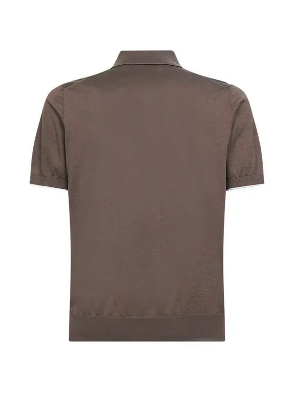 Brunello Cucinelli Hazelnut Lightweight Cotton Knit Polo Shirt - Multicolor