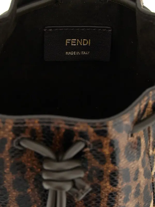 Fendi Mon Tresor Mini Bucket Bag In Karung Snake - Brown