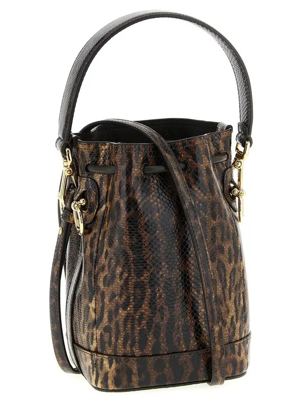 Fendi Mon Tresor Mini Bucket Bag In Karung Snake - Brown