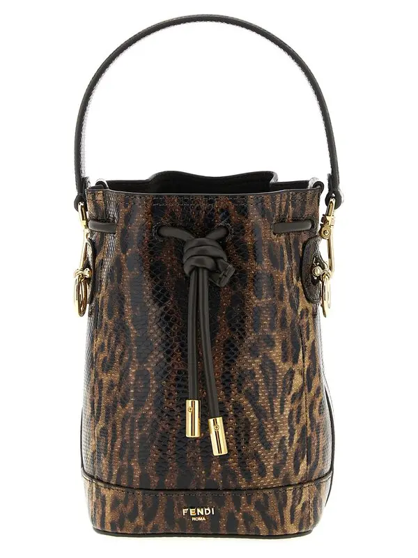 Fendi Mon Tresor Mini Bucket Bag In Karung Snake - Brown