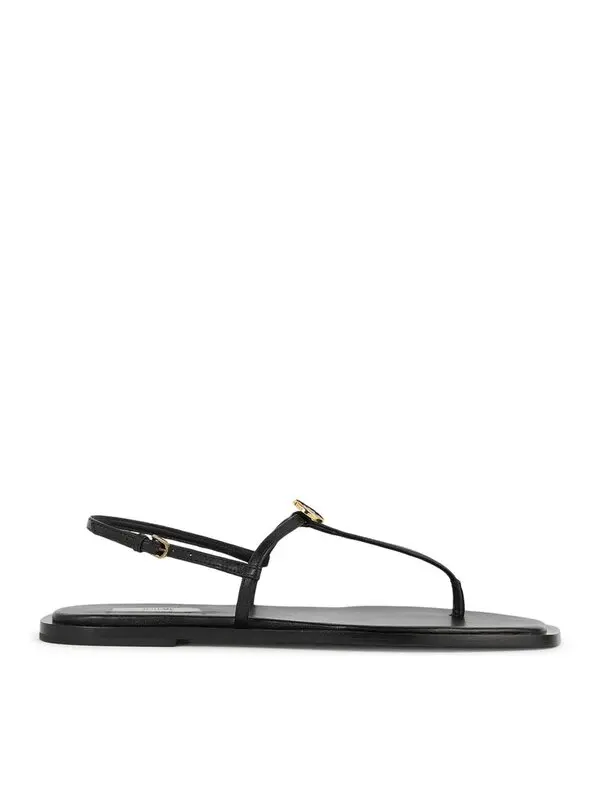 TOTEME T-strap Leather Sandals With Gold-tone Buckle - Black
