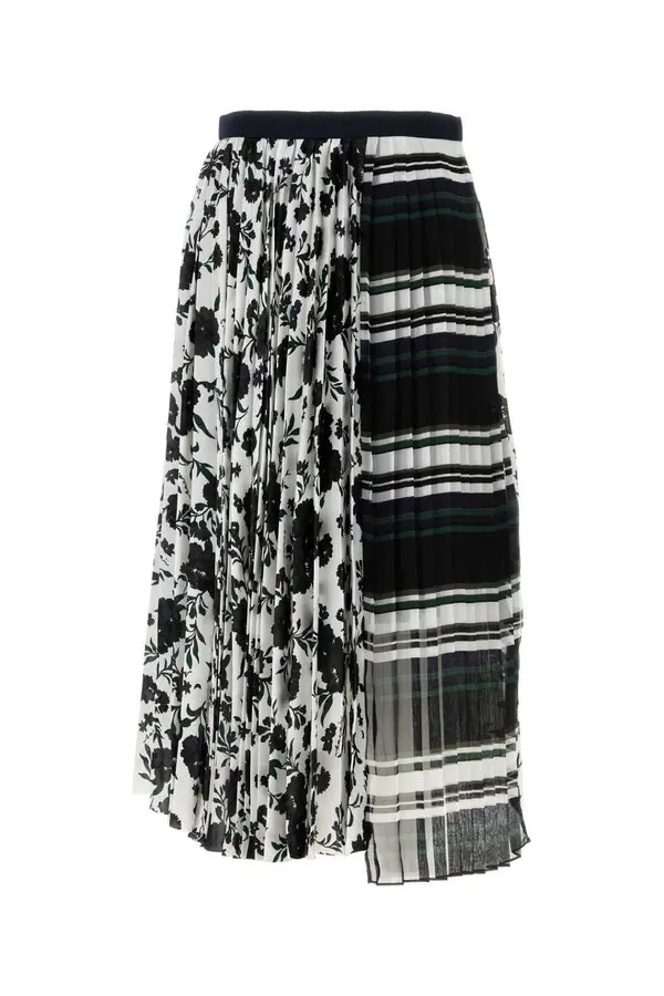 Sacai Printed Satin And Tulle Skirt - Multicolor