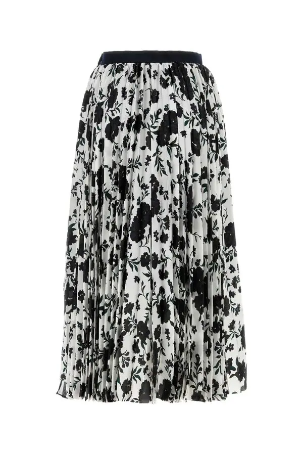 Sacai Printed Satin And Tulle Skirt - Multicolor