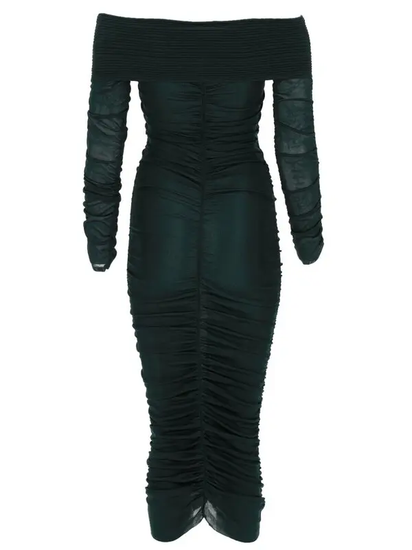 SELF-PORTRAIT Viscose Gathered Midi Dress