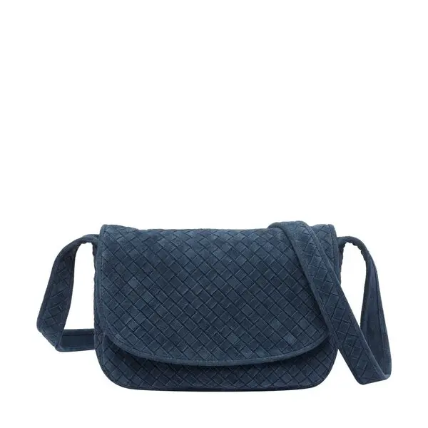 Bottega Veneta Calf Leather Messenger Bag - Blue