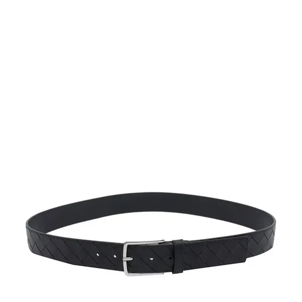 Bottega Veneta Intrecciato Woven Leather Belt - Black