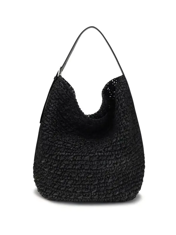 TOTEME Paper Raffia Tote Shoulder Bag - Black