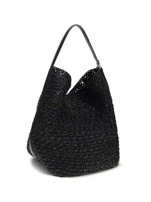 TOTEME Paper Raffia Tote Shoulder Bag - Black