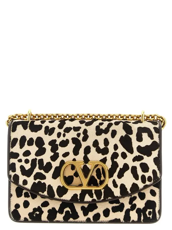 Valentino Garavani Vain" Shoulder Bag In Calf Leather With Pony Effect Animal Print