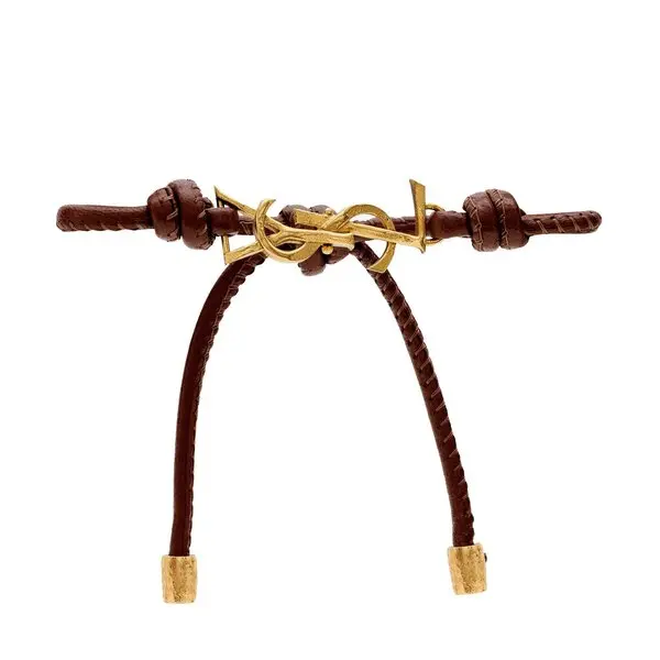 Saint Laurent Cassandre Leather Bracelet - Brown