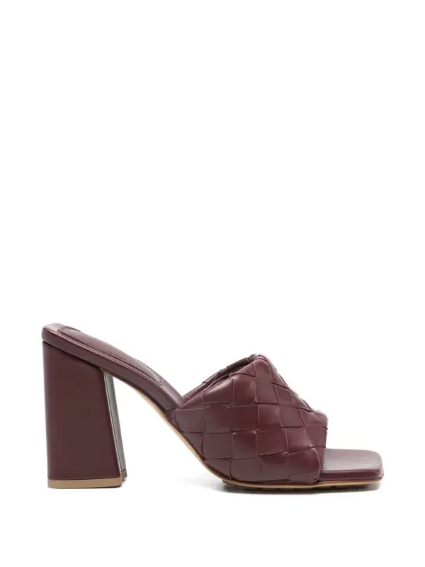 Bottega Veneta Woven Leather Block Heel Mules - Multicolor