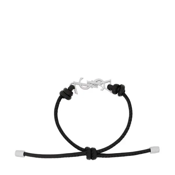 Saint Laurent Cassandre Cord Leather Bracelet