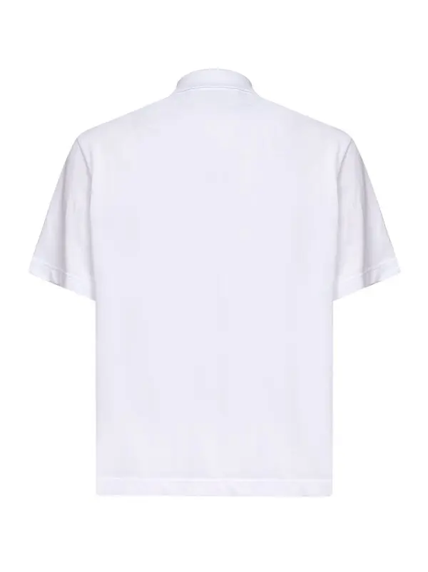 Moncler White Cotton Pique Logo Polo Shirt