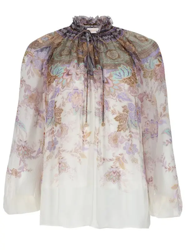 Zimmermann Luna Blouse With Puff Sleeves - Multicolor