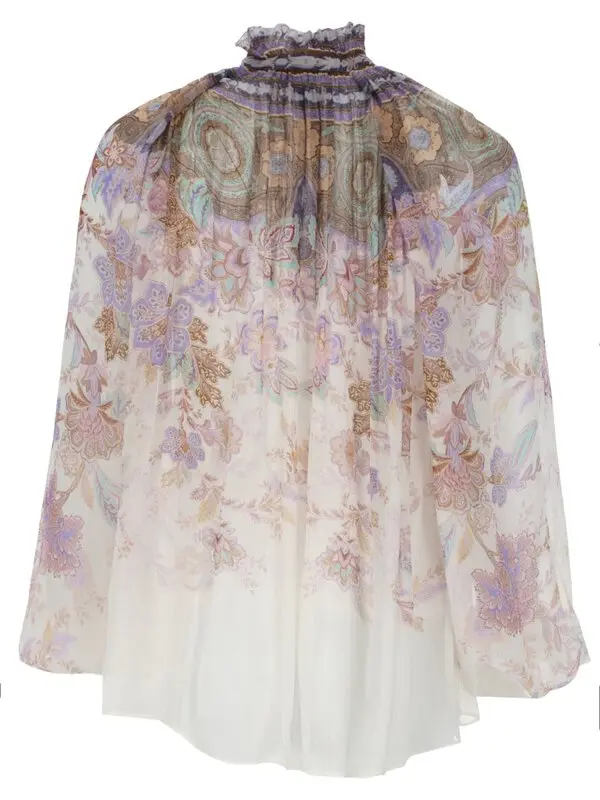Zimmermann Luna Blouse With Puff Sleeves - Multicolor