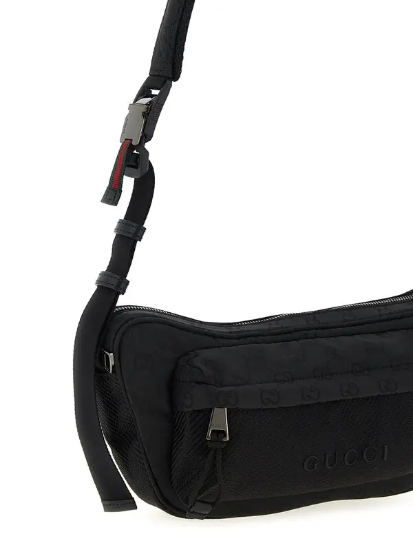 Gucci Gg Nylon Waist Bag With Rubber Logo Detail