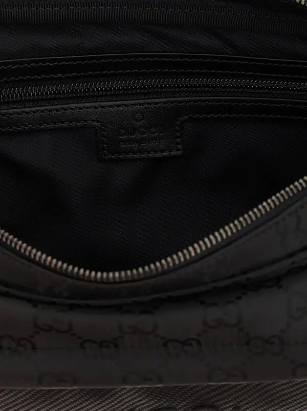 Gucci Gg Nylon Waist Bag With Rubber Logo Detail