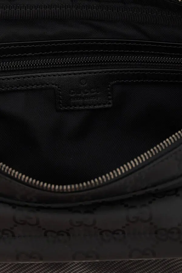 Gucci Gg Nylon Waist Bag With Rubber Logo Detail