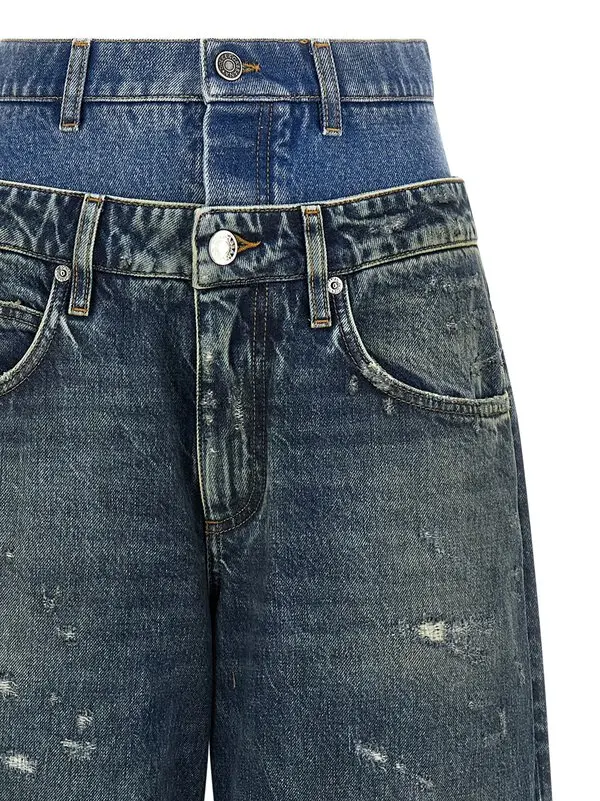 Dolce & Gabbana Double Layer Wide Leg Jeans - Blue